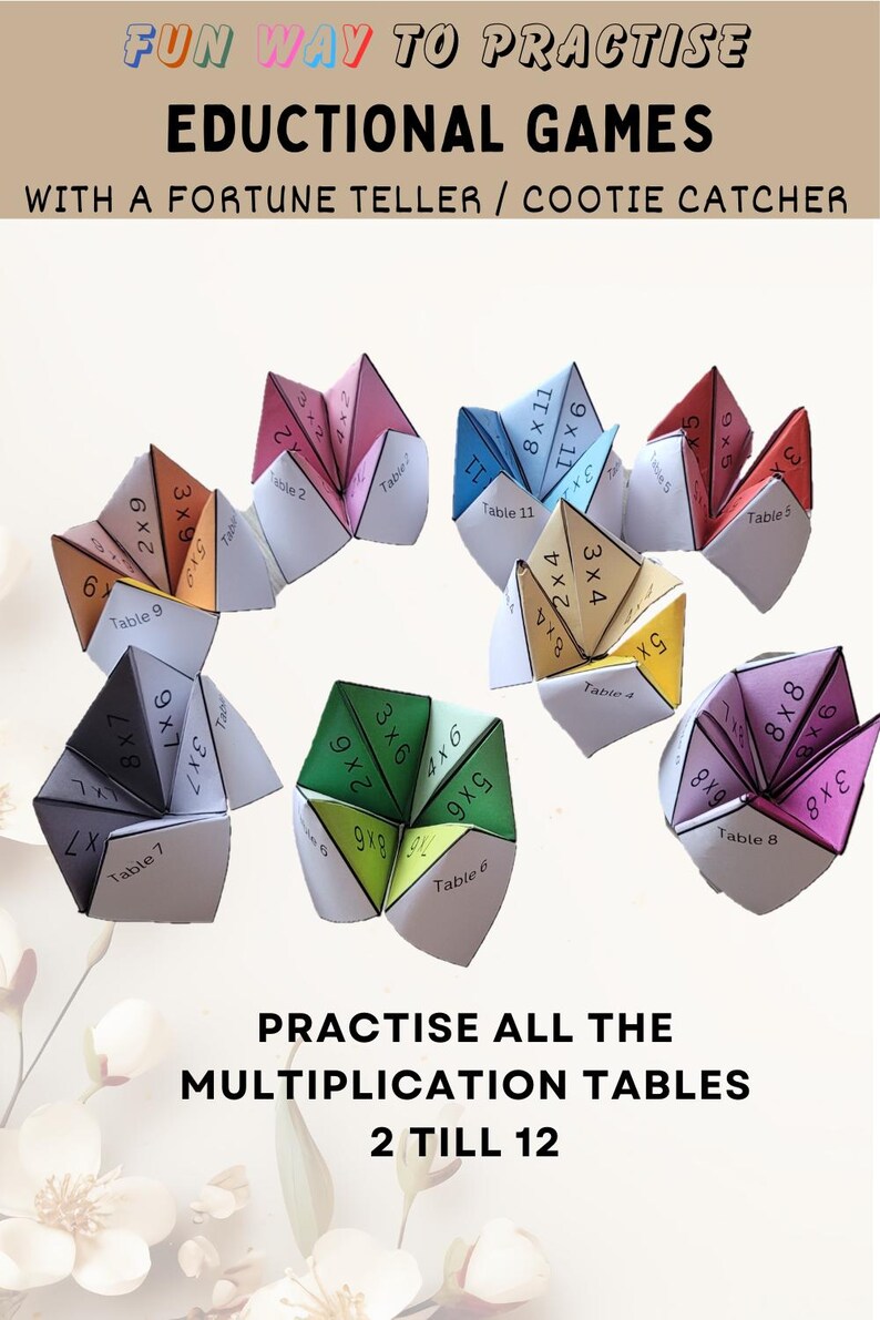 Multiplication Table, Paper Fortune Teller Activity Game, Cootie ...