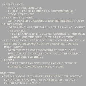 Multiplication Table, Paper Fortune Teller Activity Game, Times Table ...