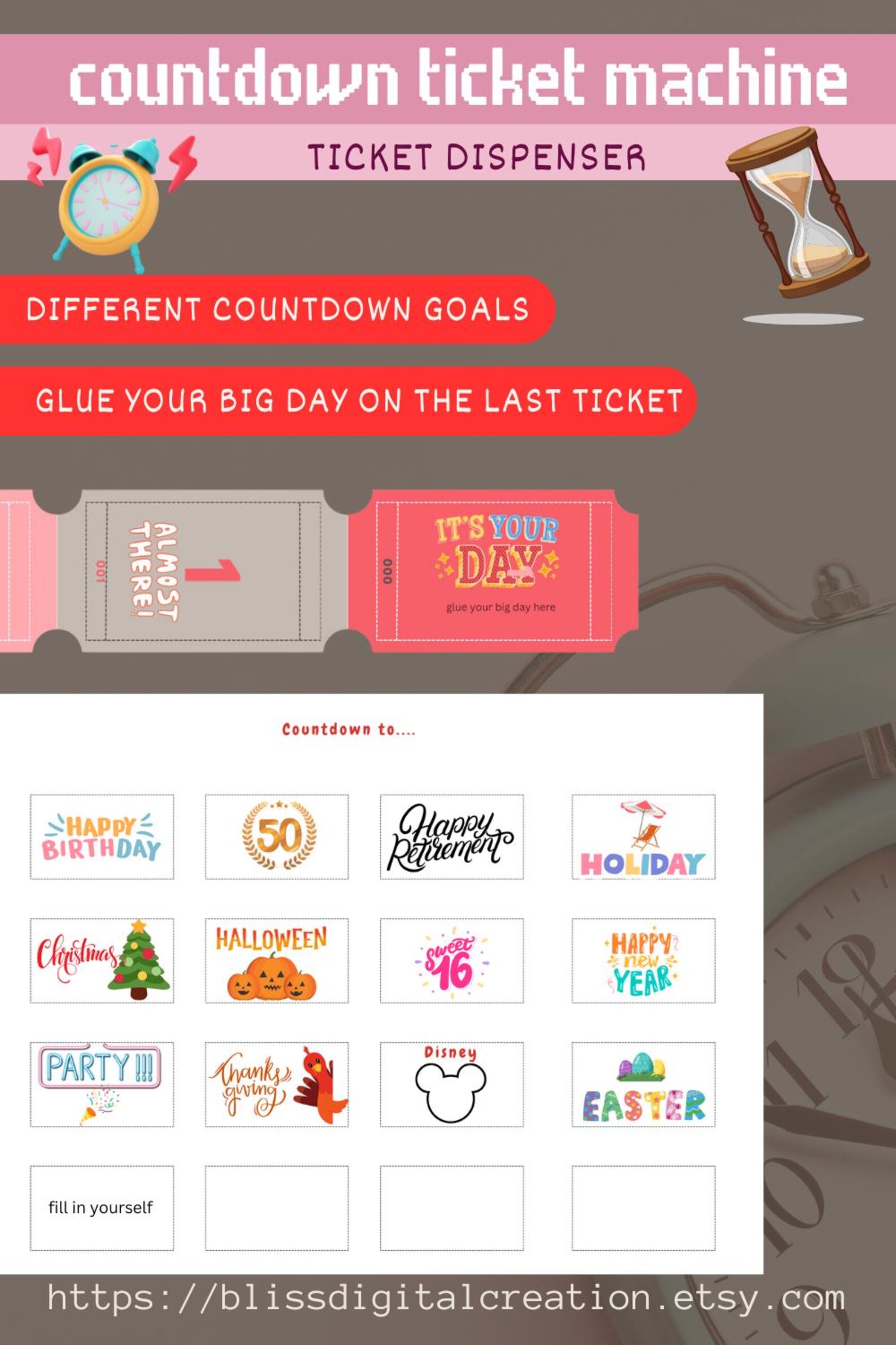 Countdown Calendar Ticket Machine Countdown Calendar Holiday Christmas ...