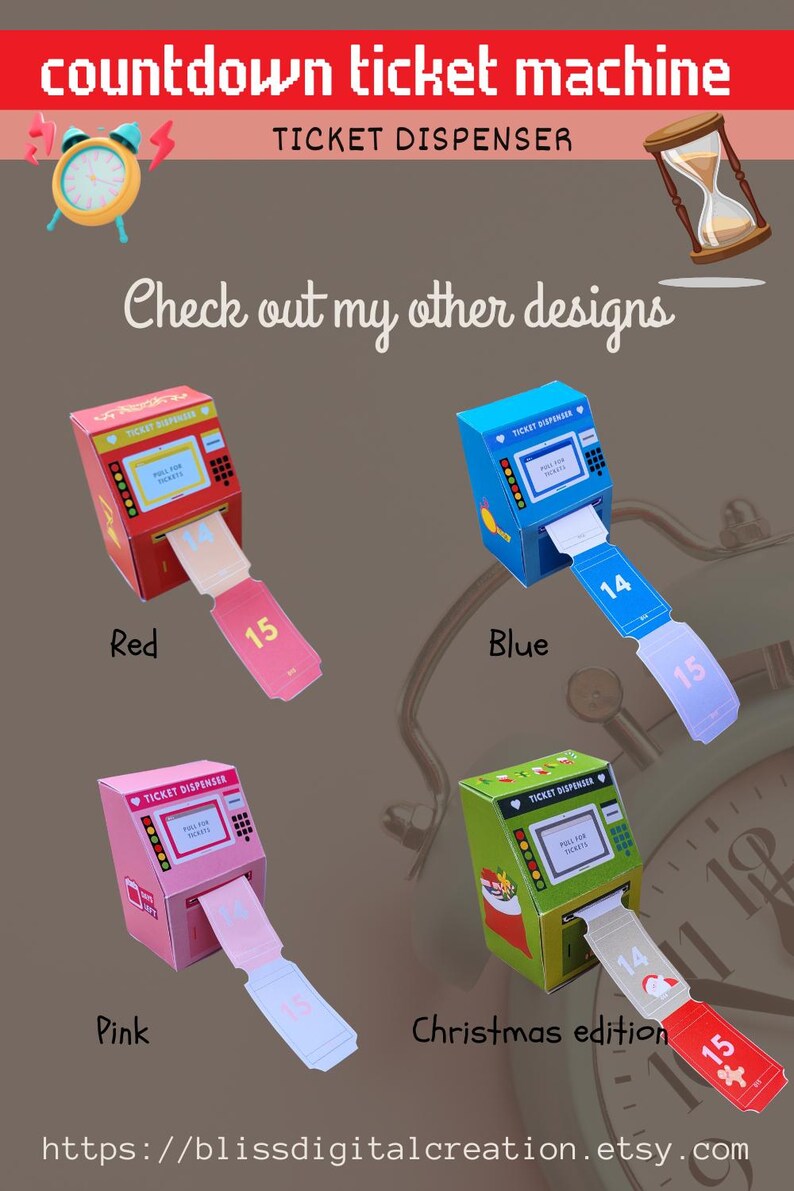 Countdown Calendar Ticket Machine Countdown Calendar Holiday Christmas ...