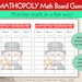 Mathopoly Math Game, Multiplication Table, Times Table, Multiply Chart, Math Practice, Math ...