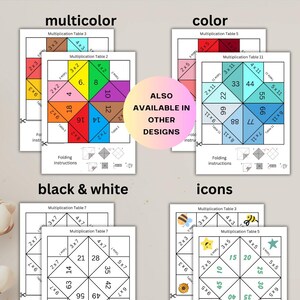Multiplication Table, Paper Fortune Teller Activity Game, Times Table ...