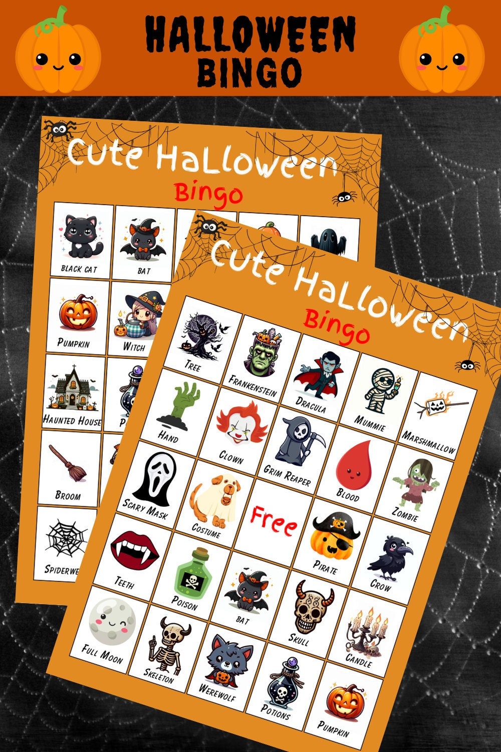 Halloween Bingo Cards, Halloween Activity, Kids Halloween Game, Cute ...