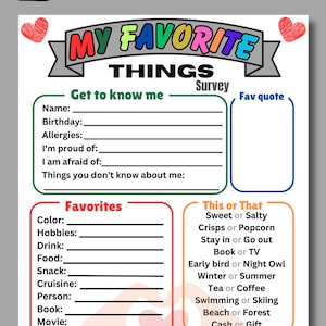 Get to Know Me Questionnaire, Team Building Get to Know Me ...