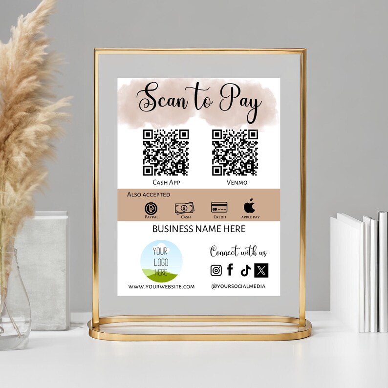 Scan to Pay Sign, Custom Business Sign, Payment Method Sign ...