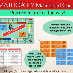 Mathopoly Math Game, Multiplication Table, Times Table, Multiply Chart ...