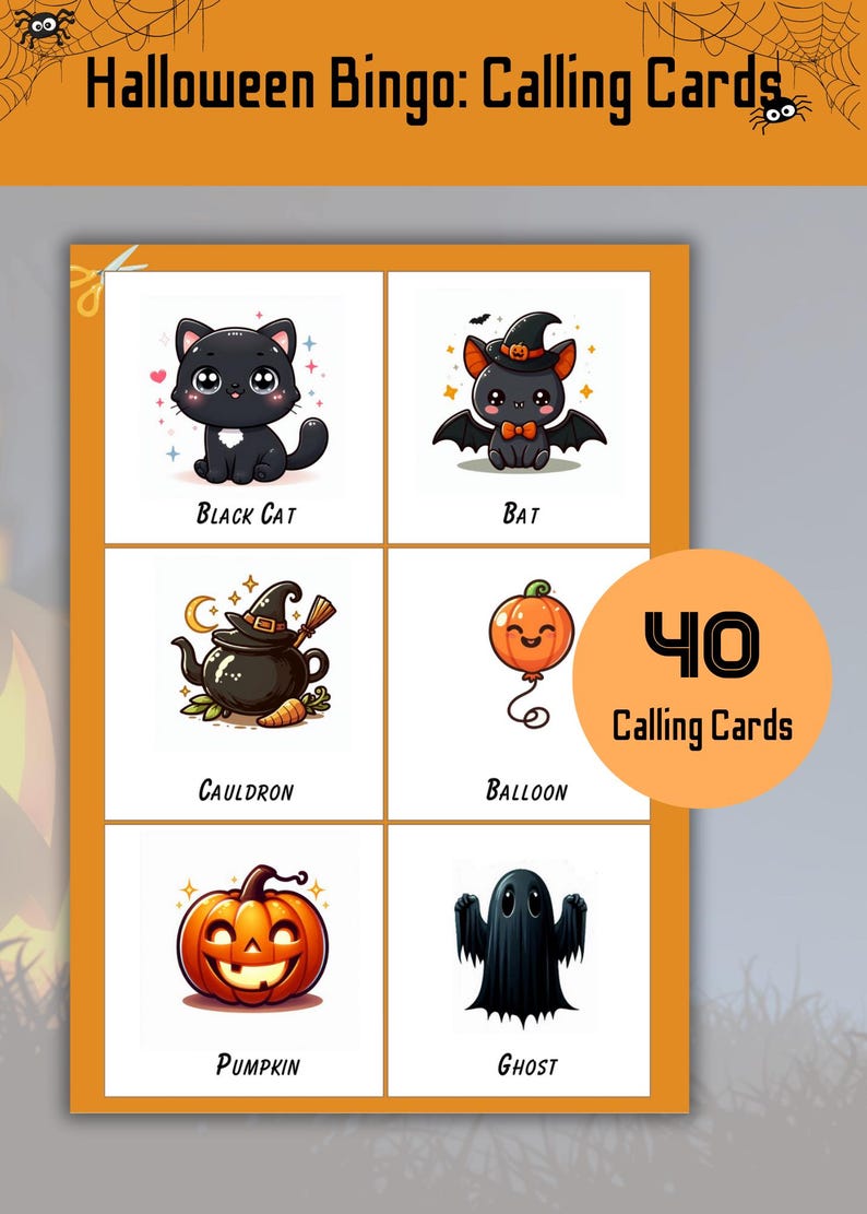 Halloween Bingo Cards, Halloween Activity, Kids Halloween Game, Cute ...
