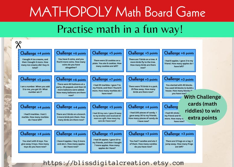 Mathopoly Math Game, Math Addition Subtraction, Math Practice, Math ...