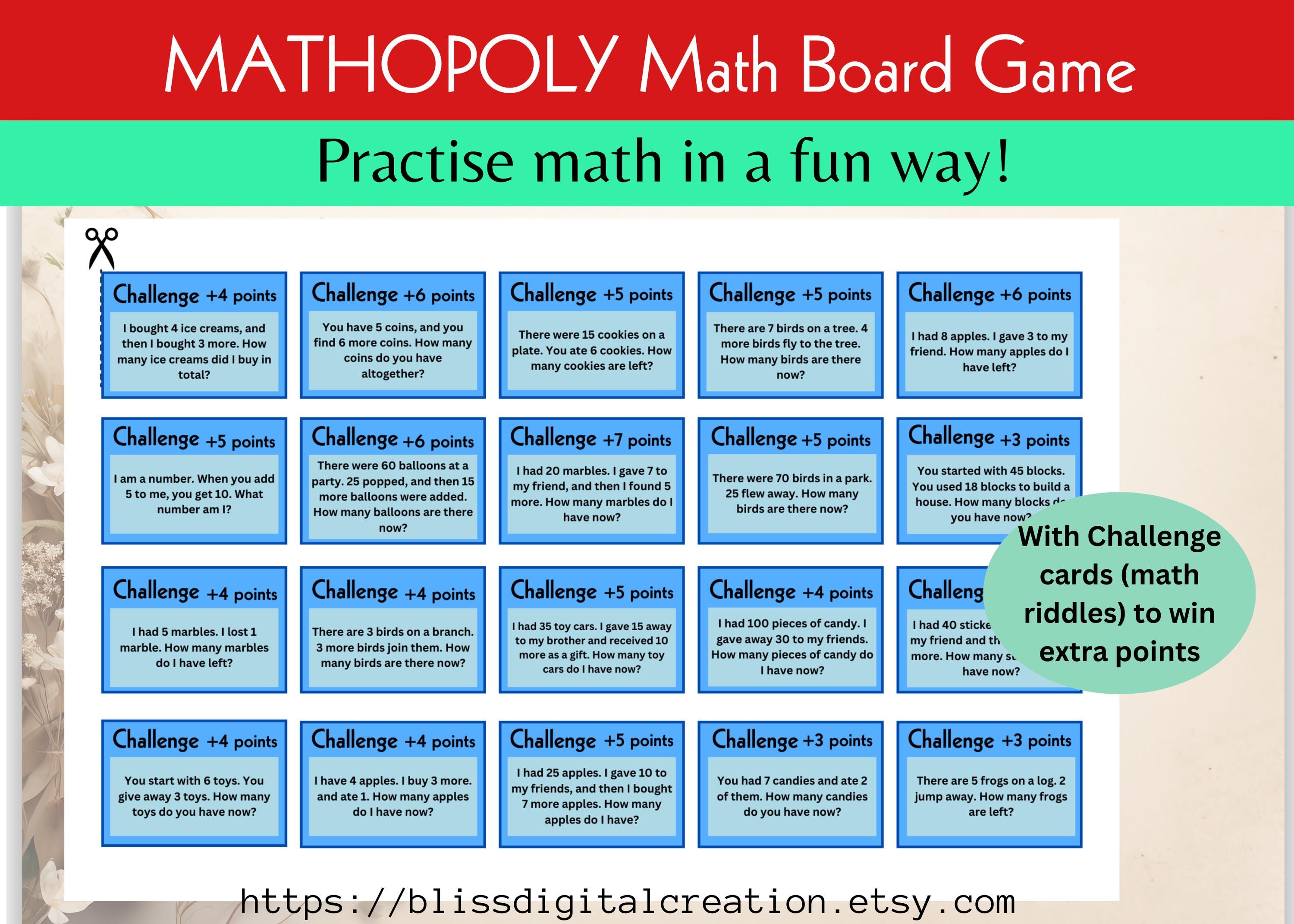 Mathopoly Math Game, Math Addition Subtraction, Math Practice, Math ...