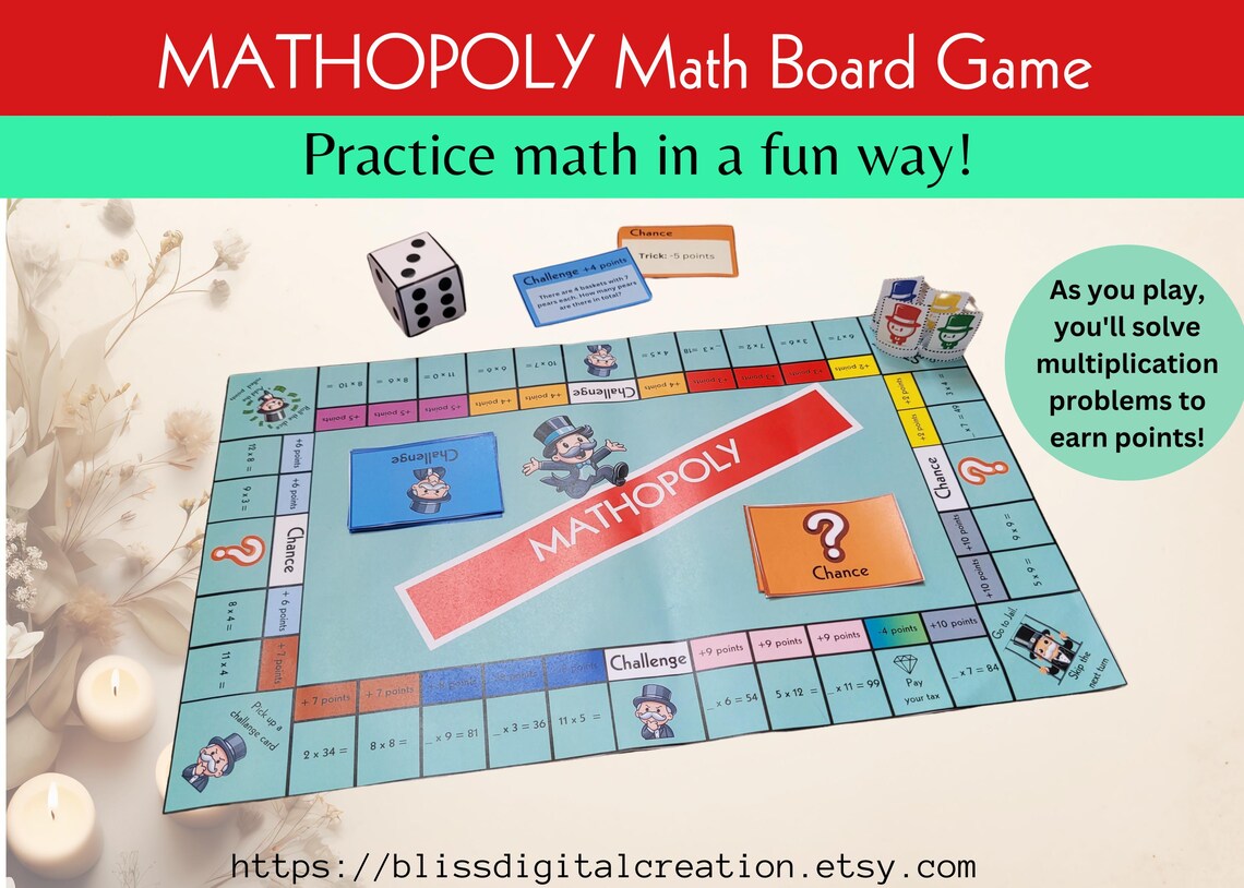 Mathopoly Math Game, Multiplication Table, Times Table, Multiply Chart ...