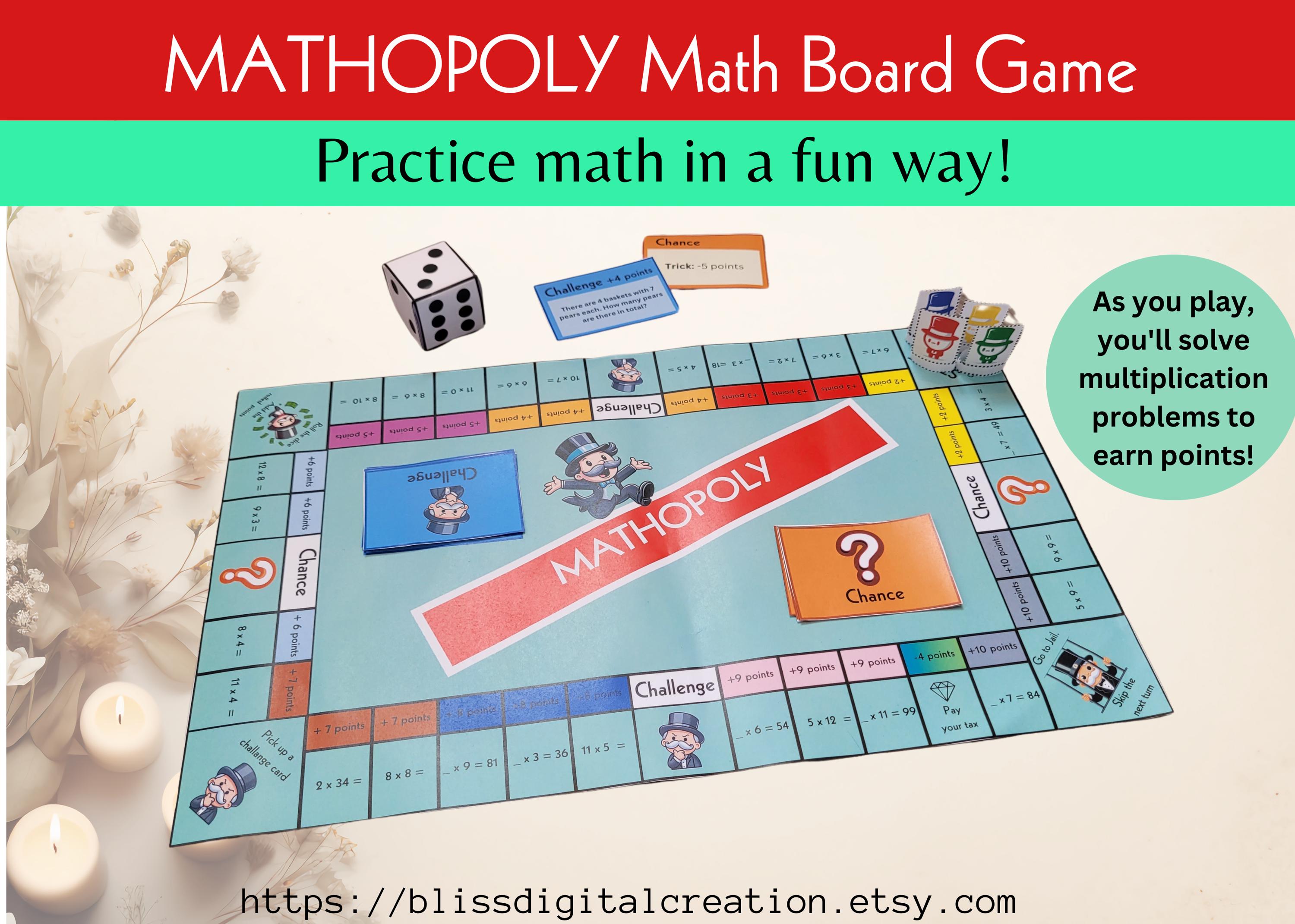 Mathopoly Math Game, Multiplication Table, Times Table, Multiply Chart ...