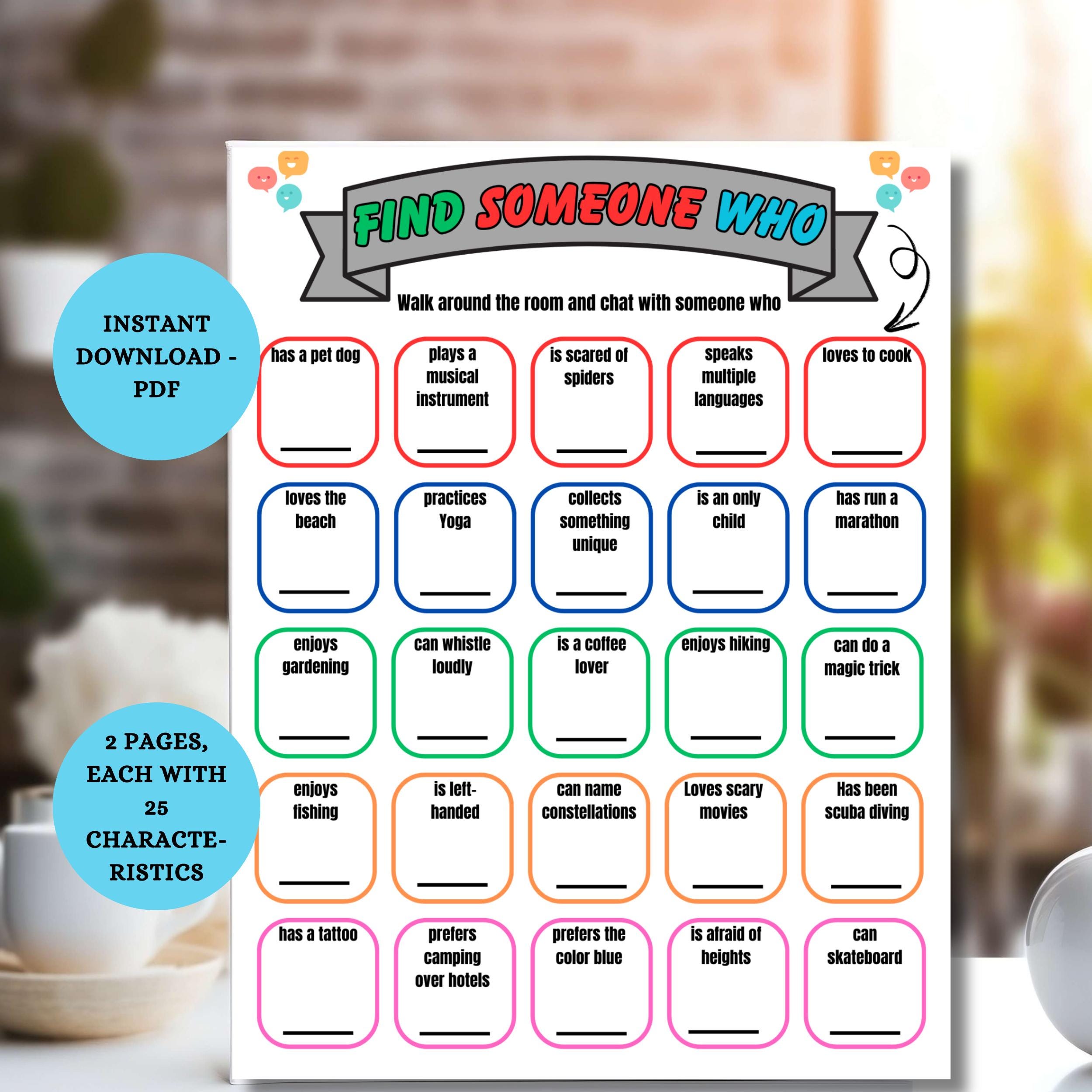 Get to Know Me Bingo, Team Building Get to Know Me Questionnaire ...