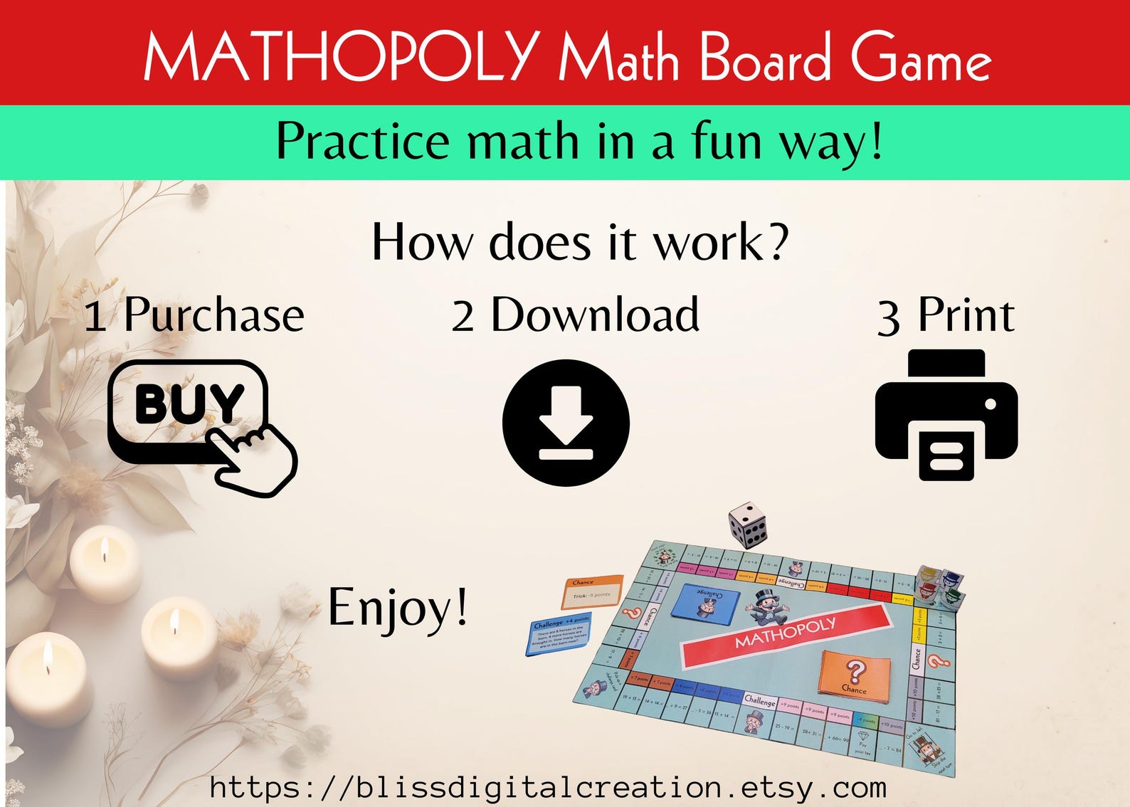 Mathopoly Math Game, Math Addition Subtraction, Math Practice, Math ...
