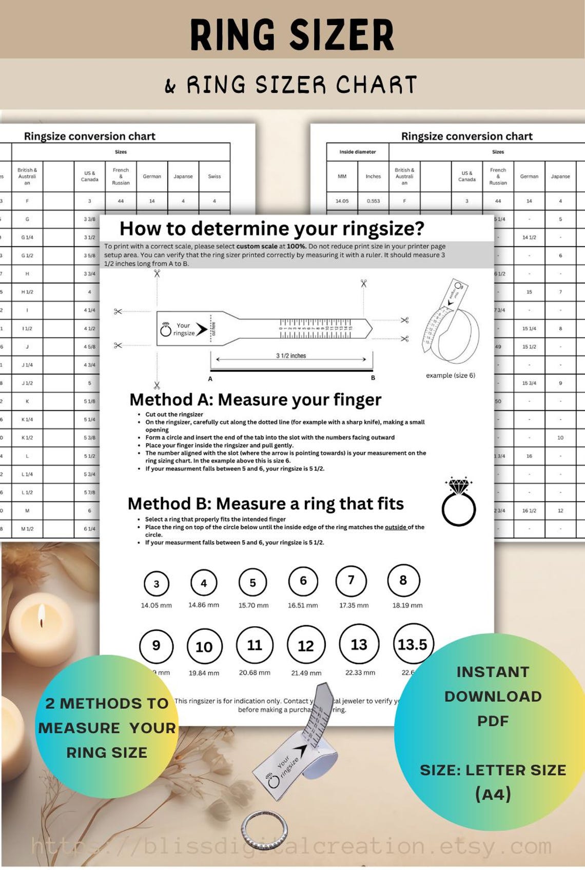 Ring Sizer, Ring Sizer Chart, Ring Size Chart, Ring Size, Ring Sizing ...