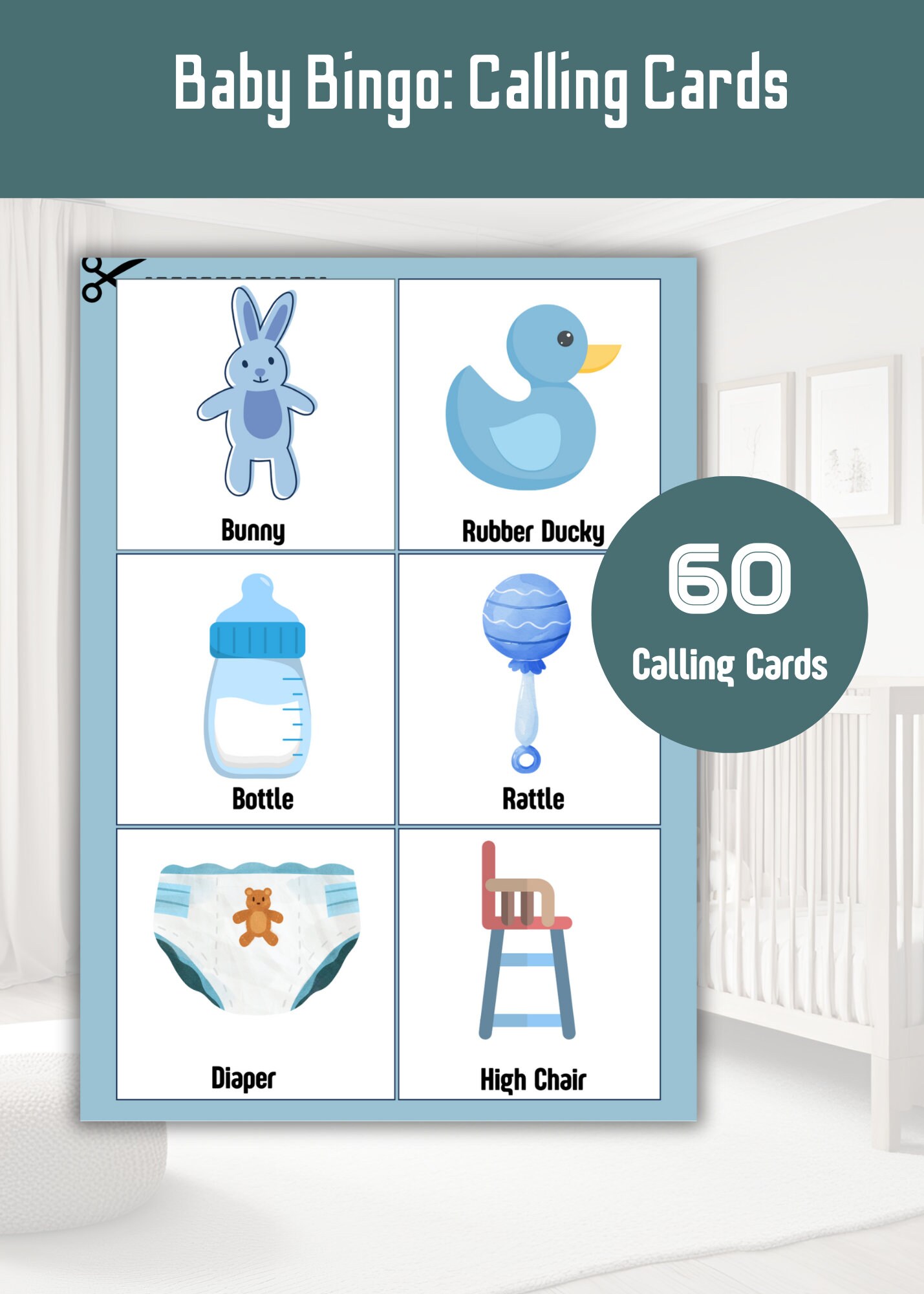 Blue Baby Shower Bingo Game Printable Cards bingo Cards, Baby Shower ...