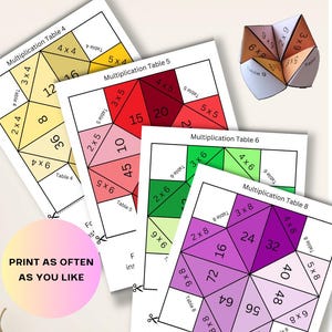 Multiplication Table, Paper Fortune Teller Activity Game, Cootie ...