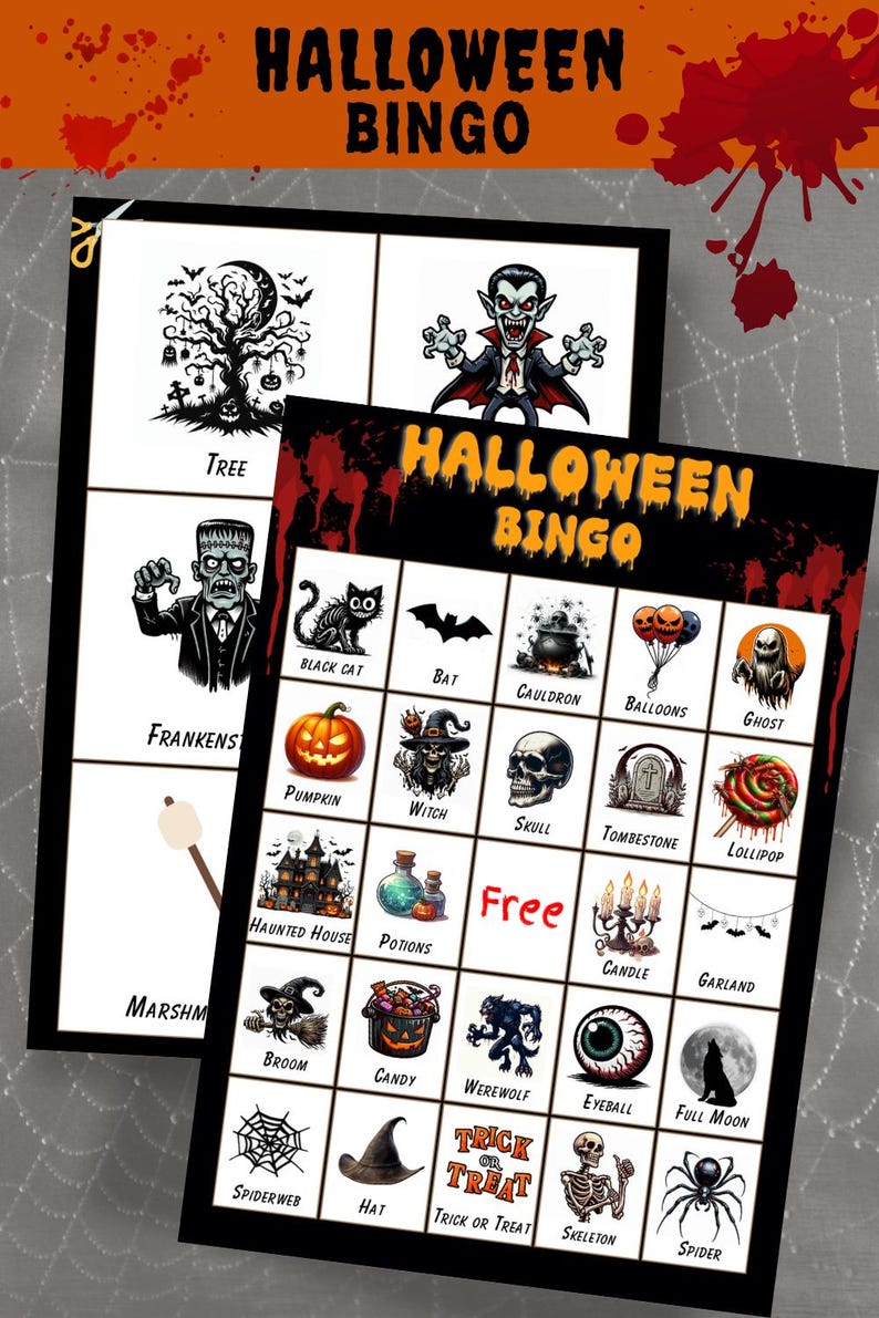 Halloween Bingo Cards, Halloween Activity, Kids Halloween Game, Cute ...