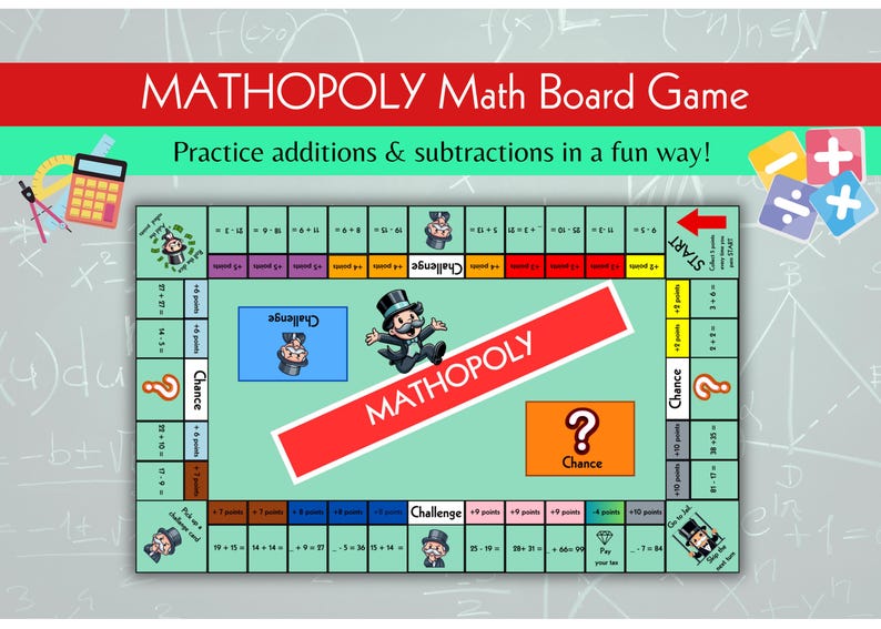 Mathopoly Math Game, Math Addition Subtraction, Math Practice, Math ...