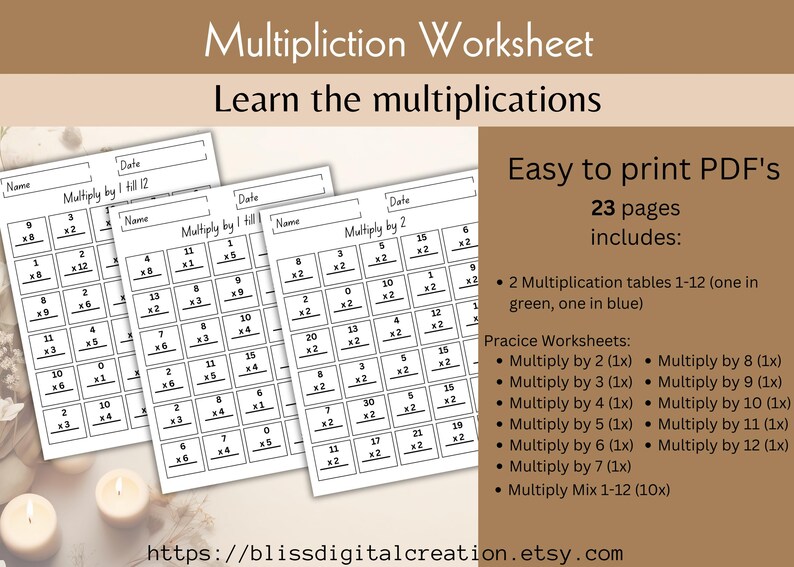 Multiplication Table,times Table, Math Exercise, Math Practice ...