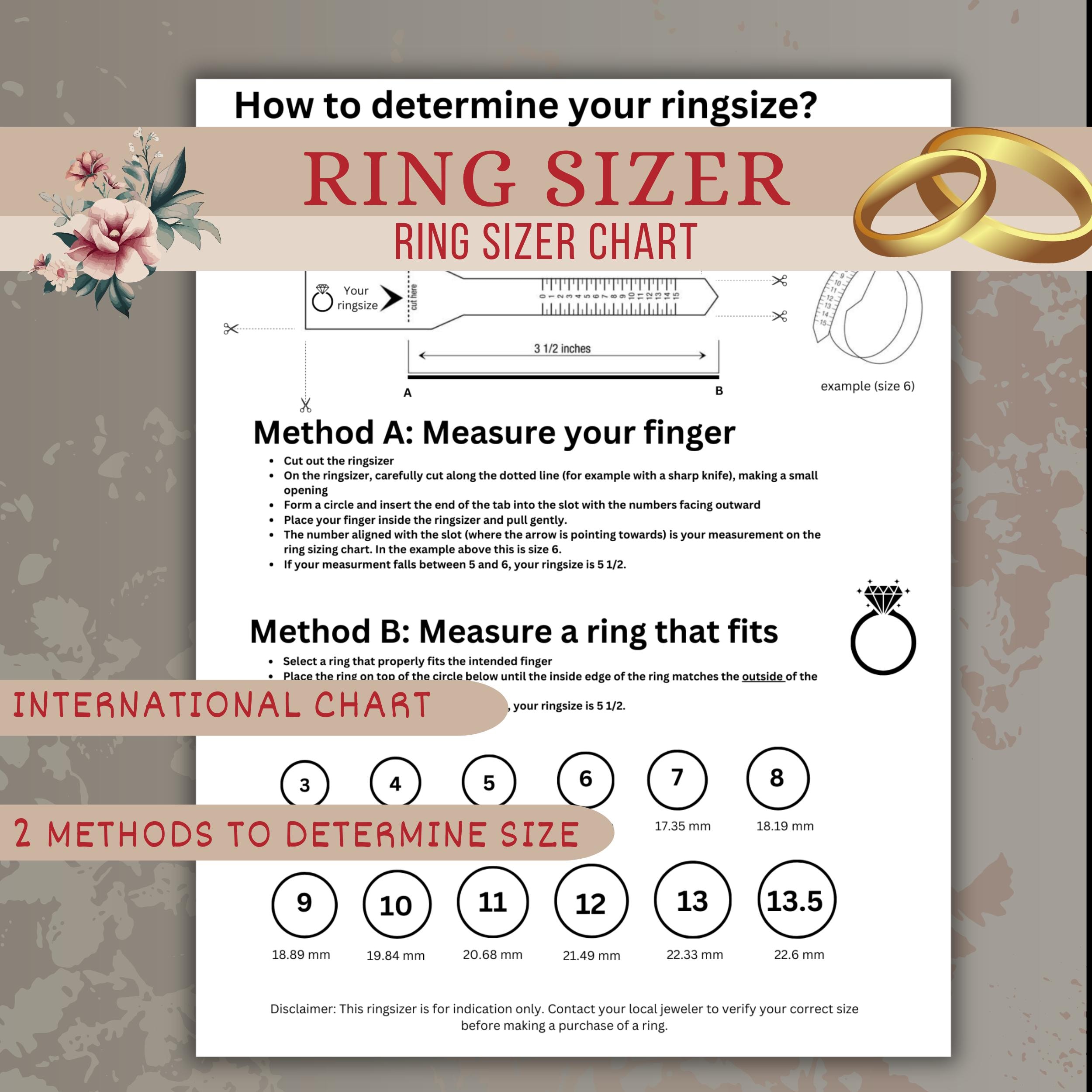 Ring Sizer, Ring Size Chart, Ring Sizer Chart, Ring Size, Ring Sizing ...