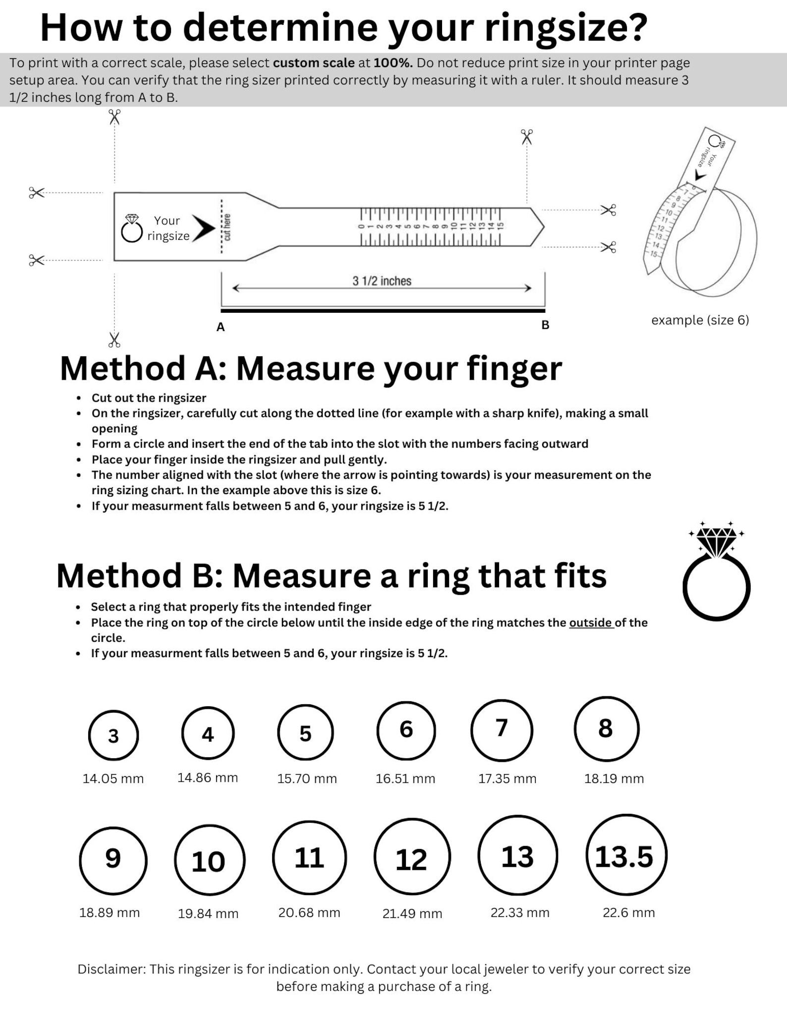 Ring Sizer, Ring Sizer Chart, Ring Size Chart, Ring Size, Ring Sizing ...