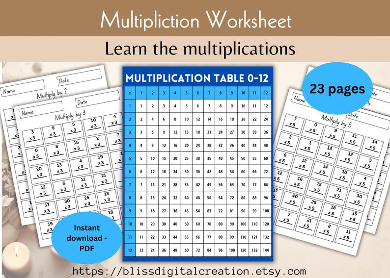 Multiplication Table,times Table, Math Exercise, Math Practice ...
