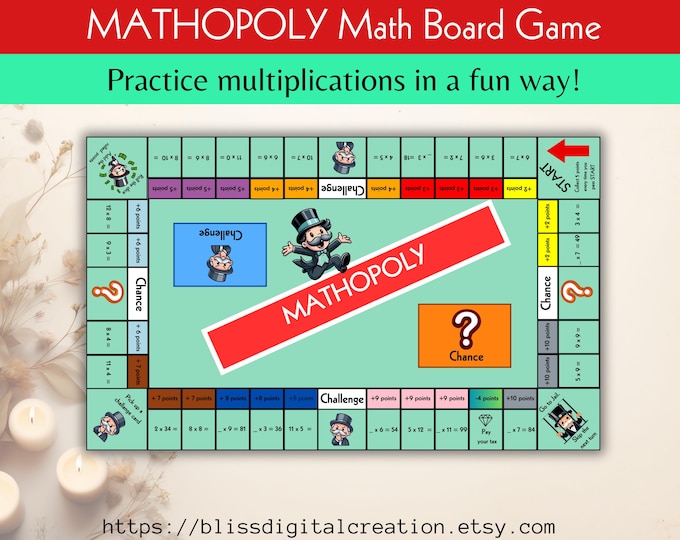 Mathopoly Math Game, tafel van vermenigvuldiging, maaltafel ...