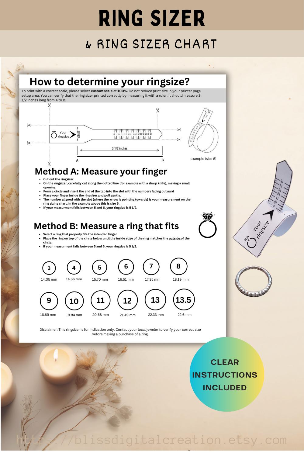 Ring Sizer, Ring Sizer Chart, Ring Size Chart, Ring Size, Ring Sizing ...