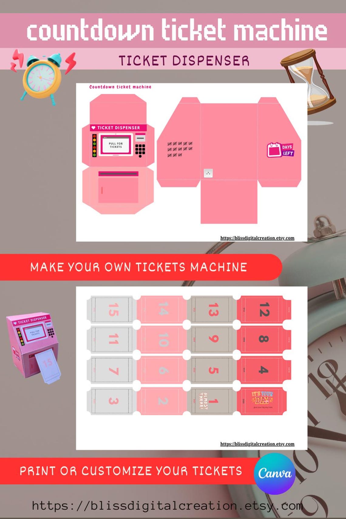 Countdown Calendar Ticket Machine Countdown Calendar Holiday Christmas ...