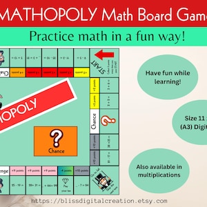 Mathopoly Math Game, Math Addition Subtraction, Math Practice, Math ...