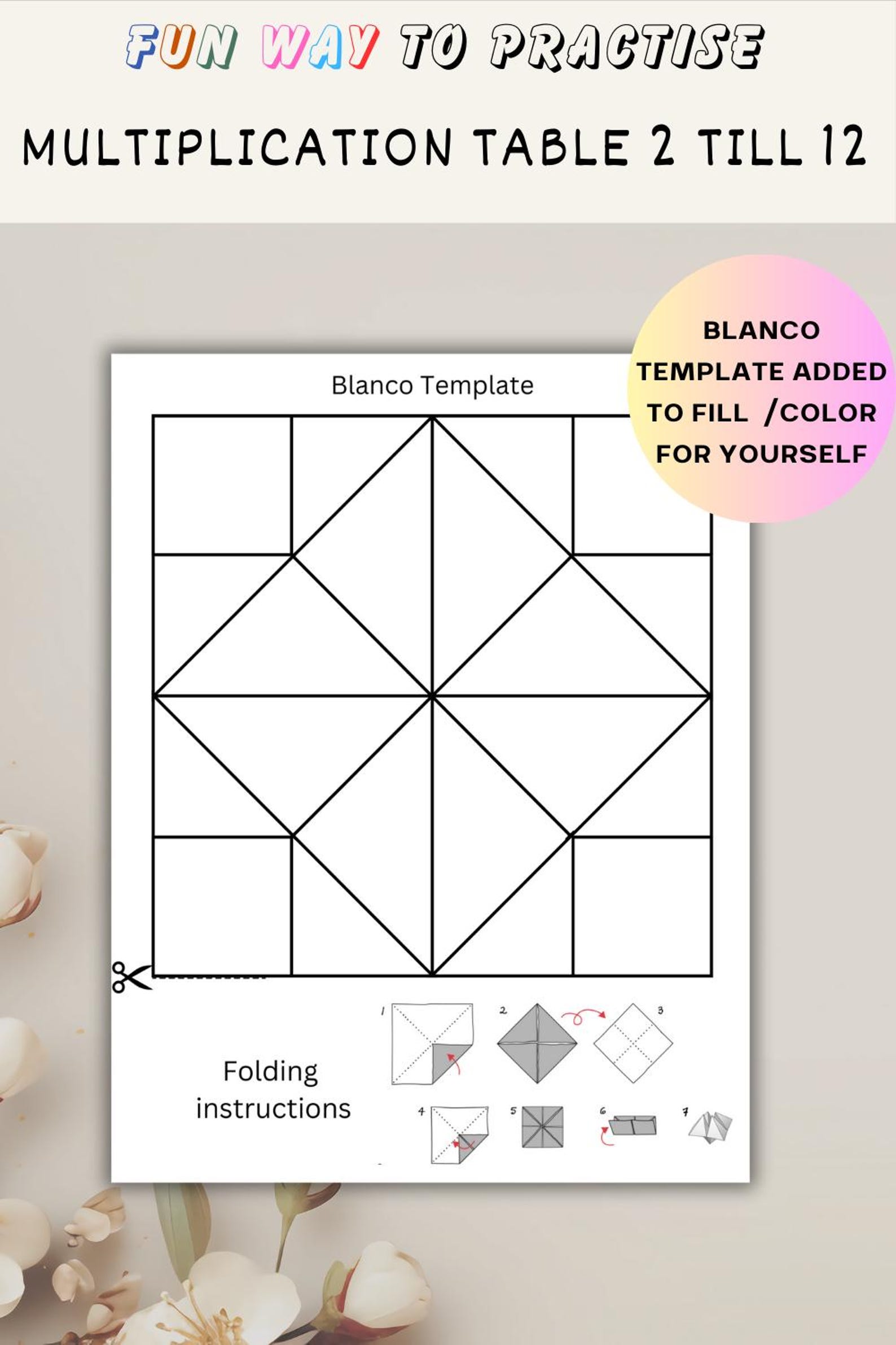 Multiplication Table, Paper Fortune Teller Activity Game, Times Table ...