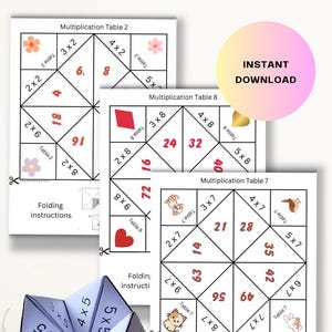 Multiplication Table, Paper Fortune Teller Activity Game, Times Table ...