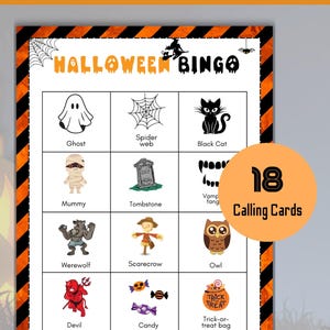 Halloween Bingo Cards, Halloween Activity, Kids Halloween Game, Family ...