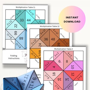 Multiplication Table, Paper Fortune Teller Activity Game, Cootie ...