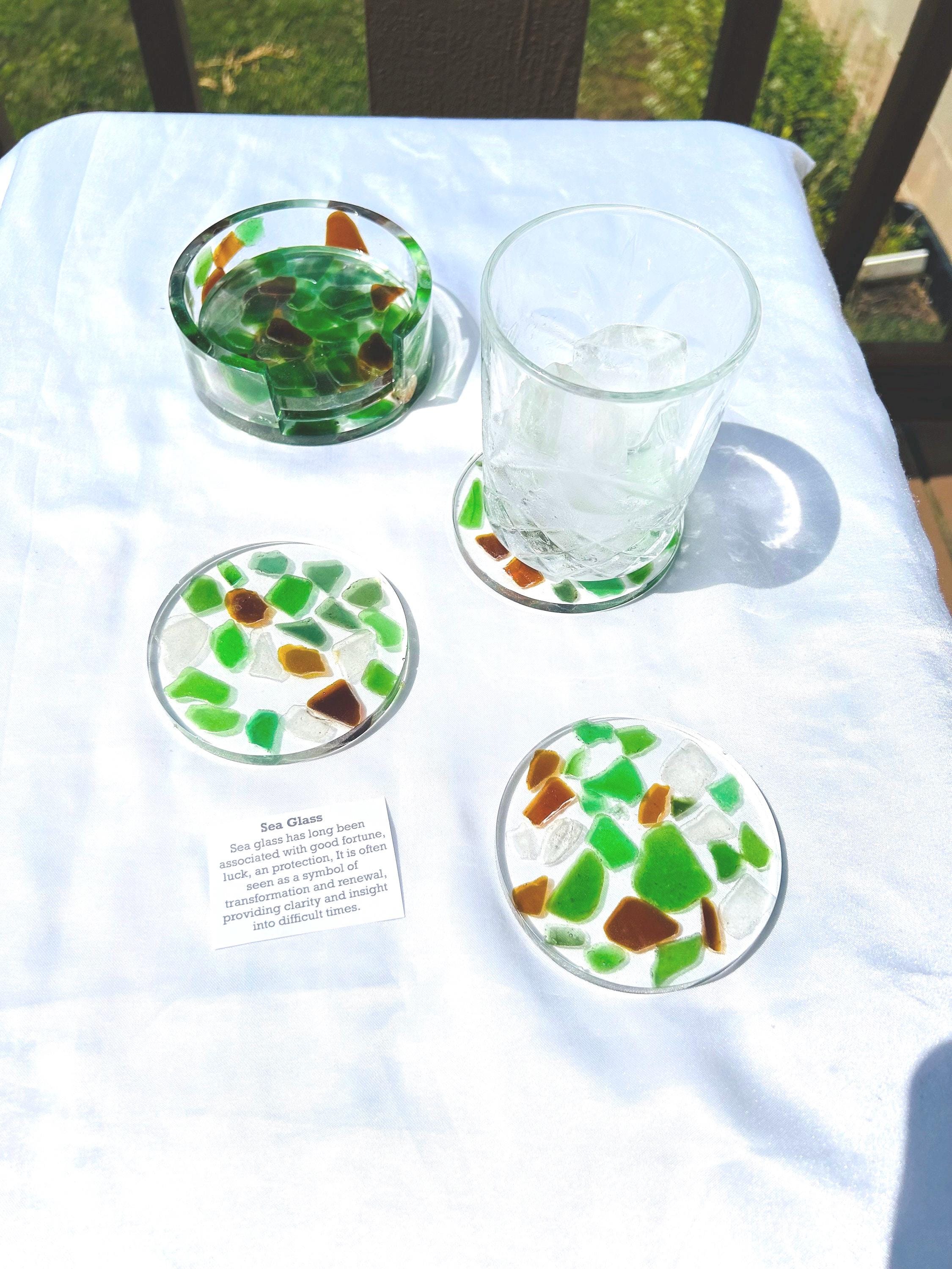 Sea Glass Coasters Set of Five – Coastal Drink Coasters, Handmade Beach ...