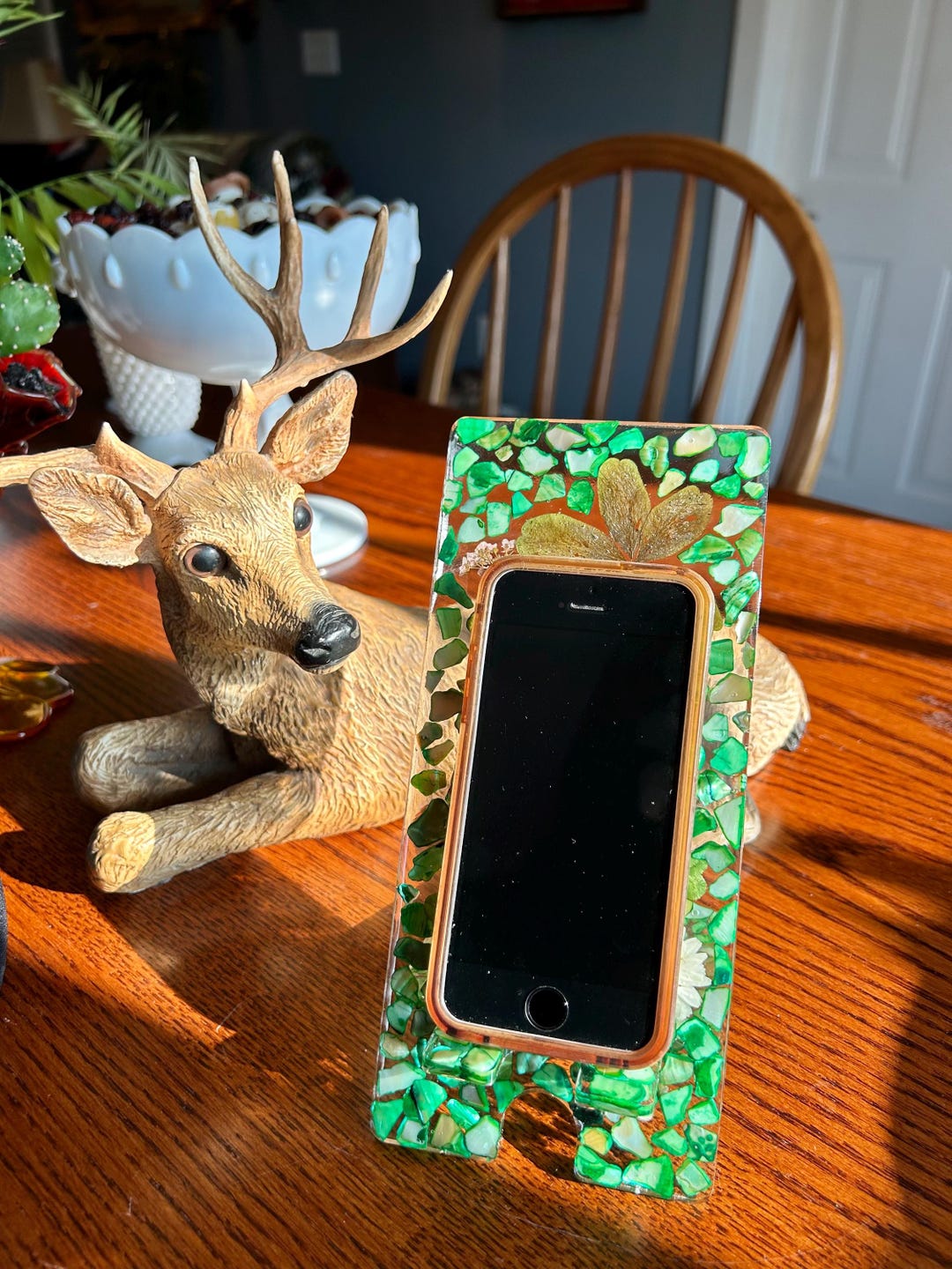 Green Gemstone Four-leaf Clover Cell Phone Holder - Etsy