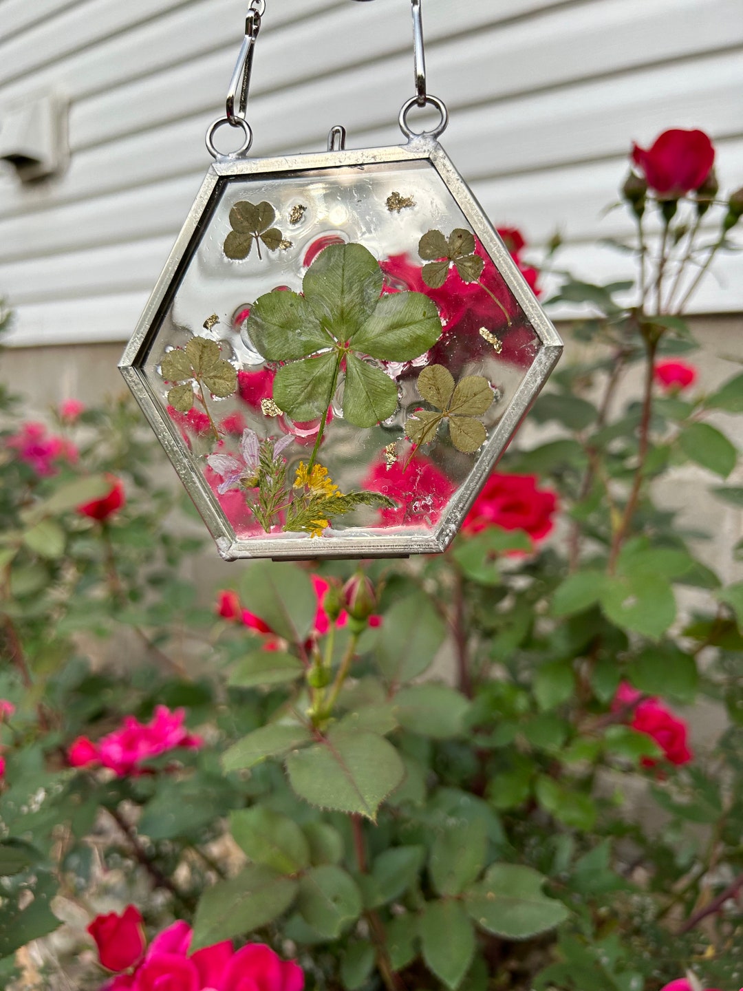 Four-leaf Clover Sun-catcher | Handmade Stained Glass Good Luck Charm ...