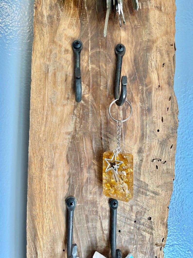 Shooting Star Gold Fire Glass Keychain - Etsy