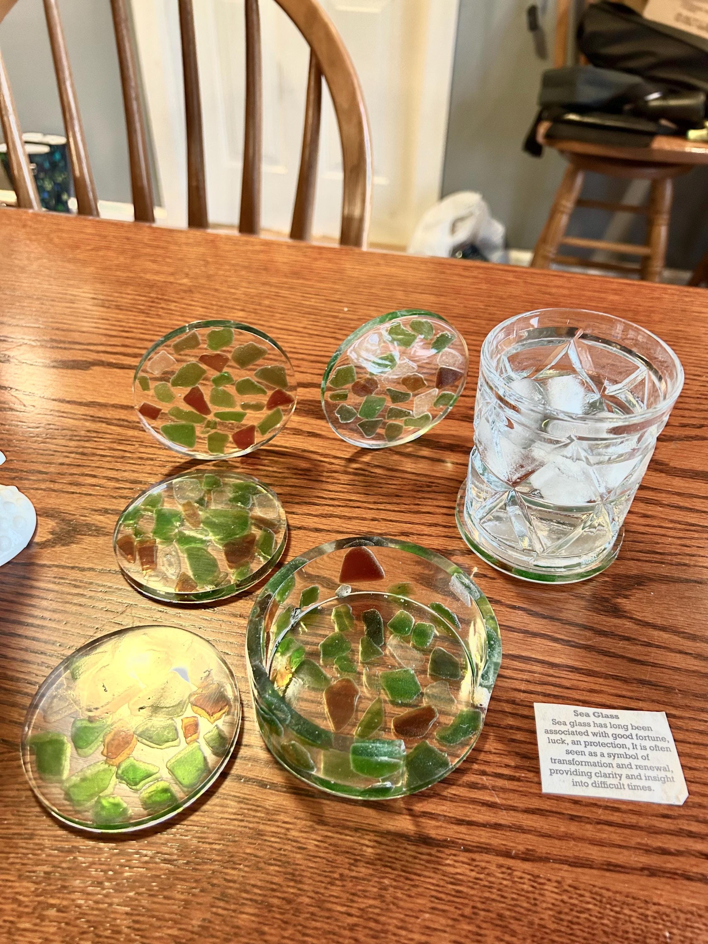 Sea Glass Coasters Set of Five – Coastal Drink Coasters, Handmade Beach ...