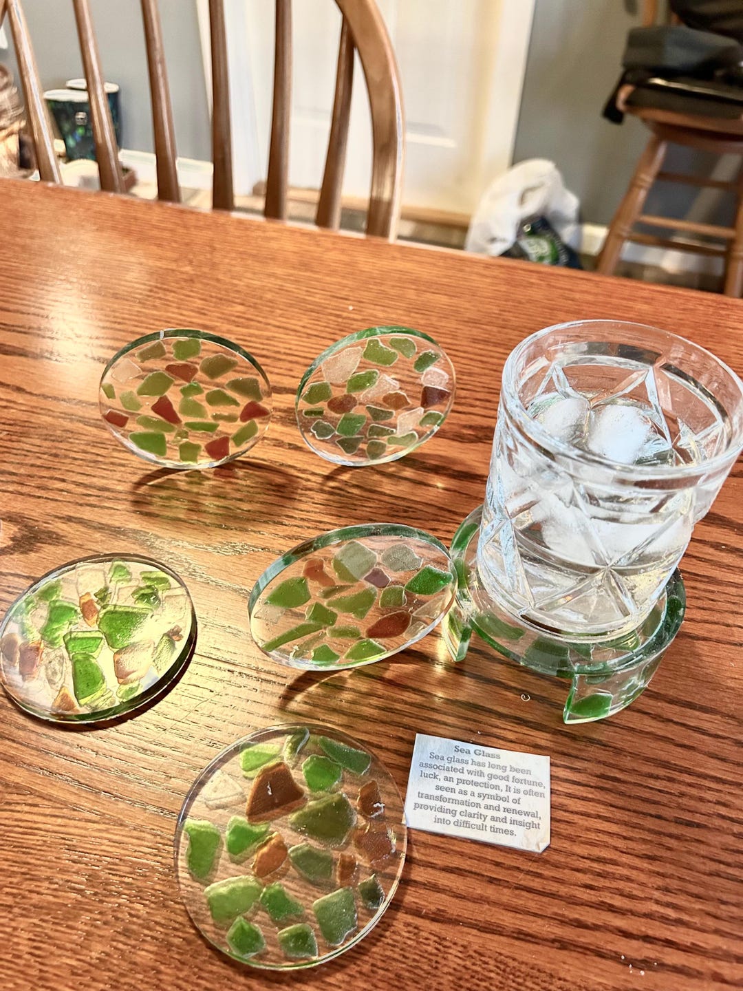 Sea Glass Coasters Set of Five – Coastal Drink Coasters, Handmade Beach ...