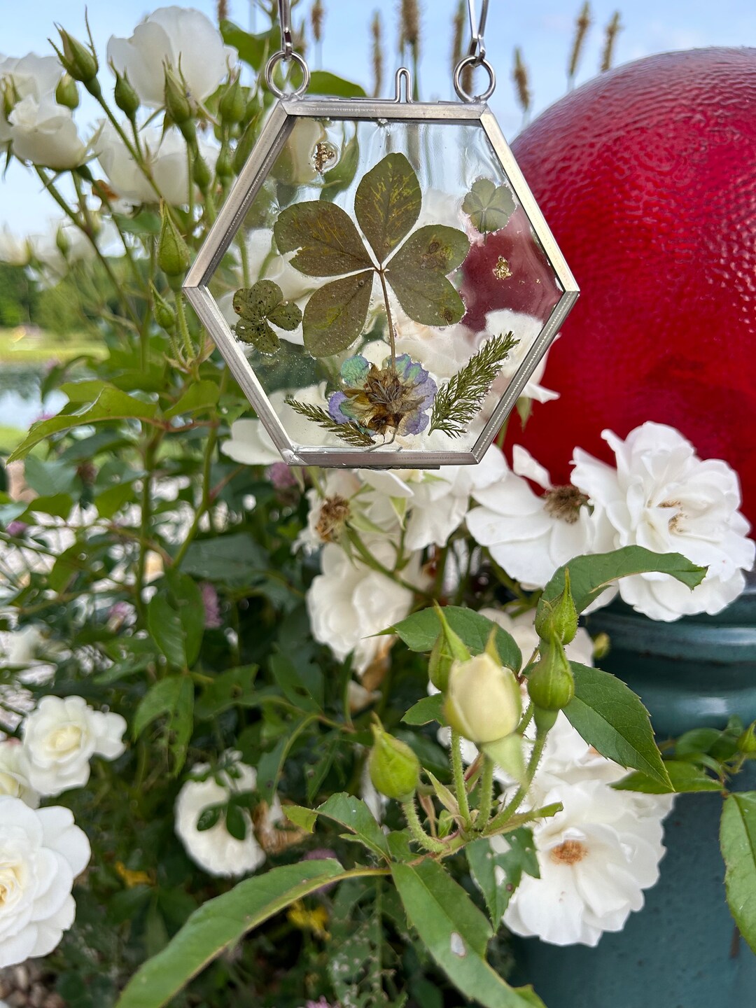 Four-leaf Clover Sun-catcher - Handmade Stained Glass Good Luck Charm ...