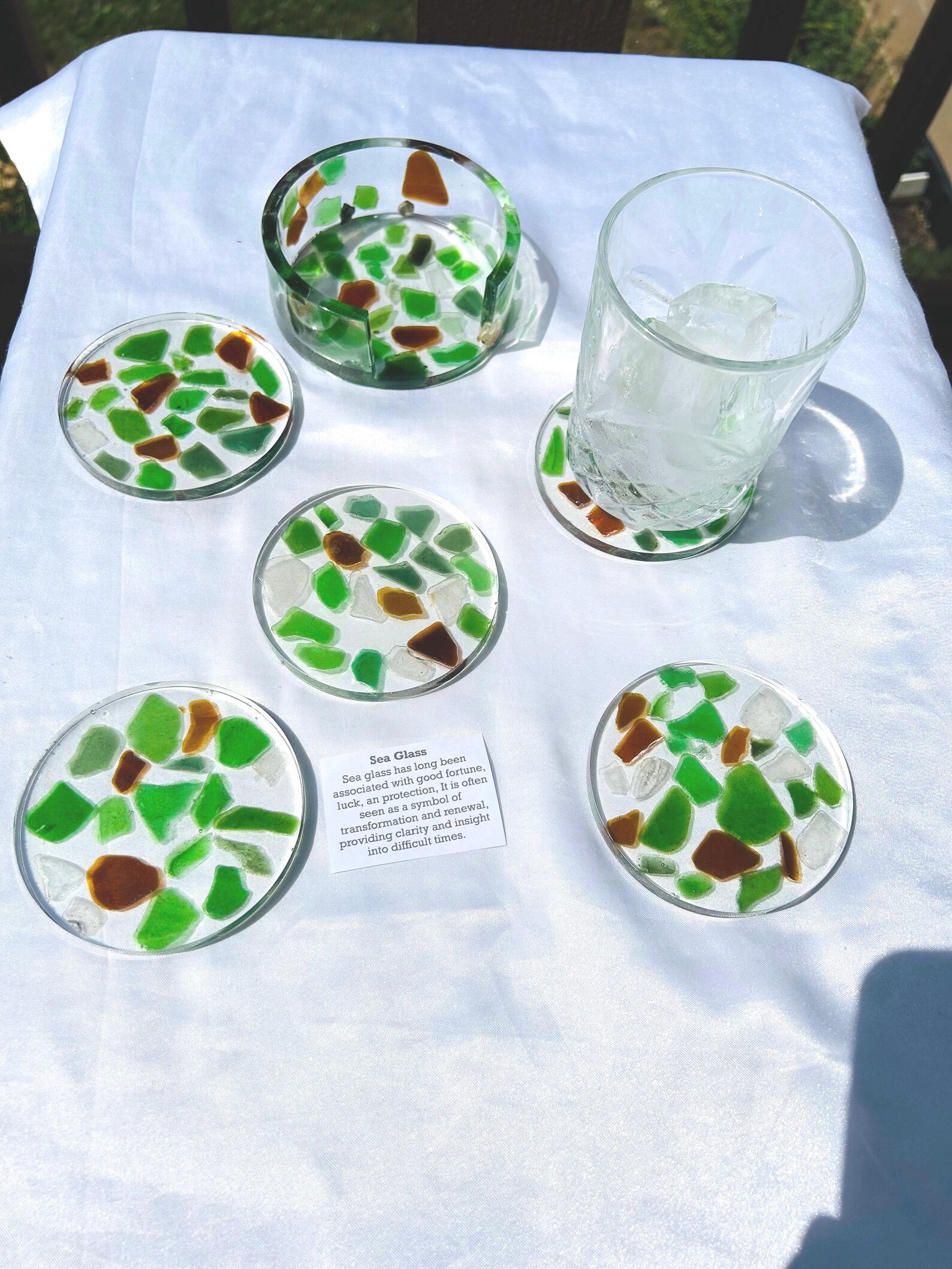 Sea Glass Coasters Set of Five – Coastal Drink Coasters, Handmade Beach ...