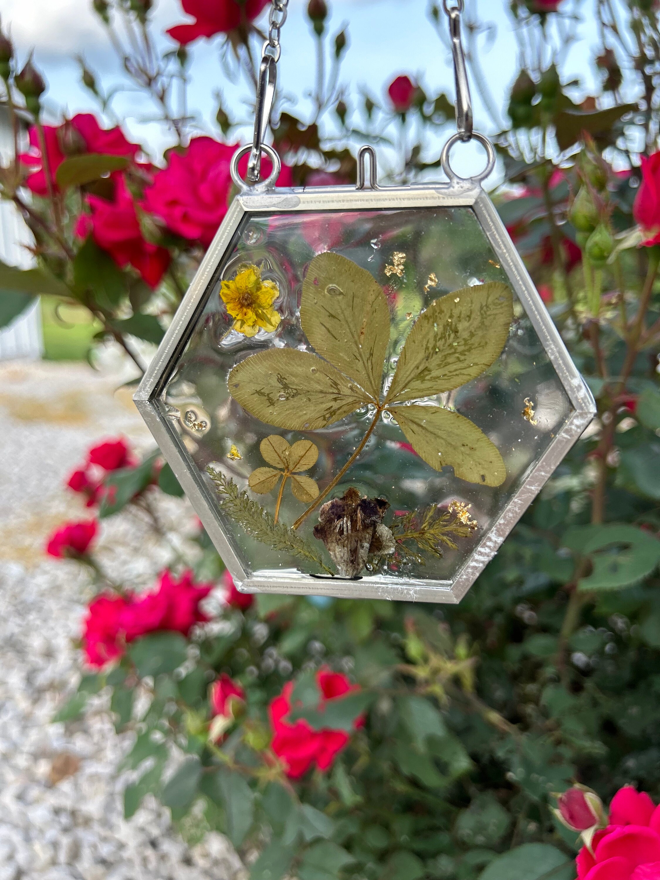 Four-leaf Clover Sun-catcher - Handmade Stained Glass Window Hanging ...