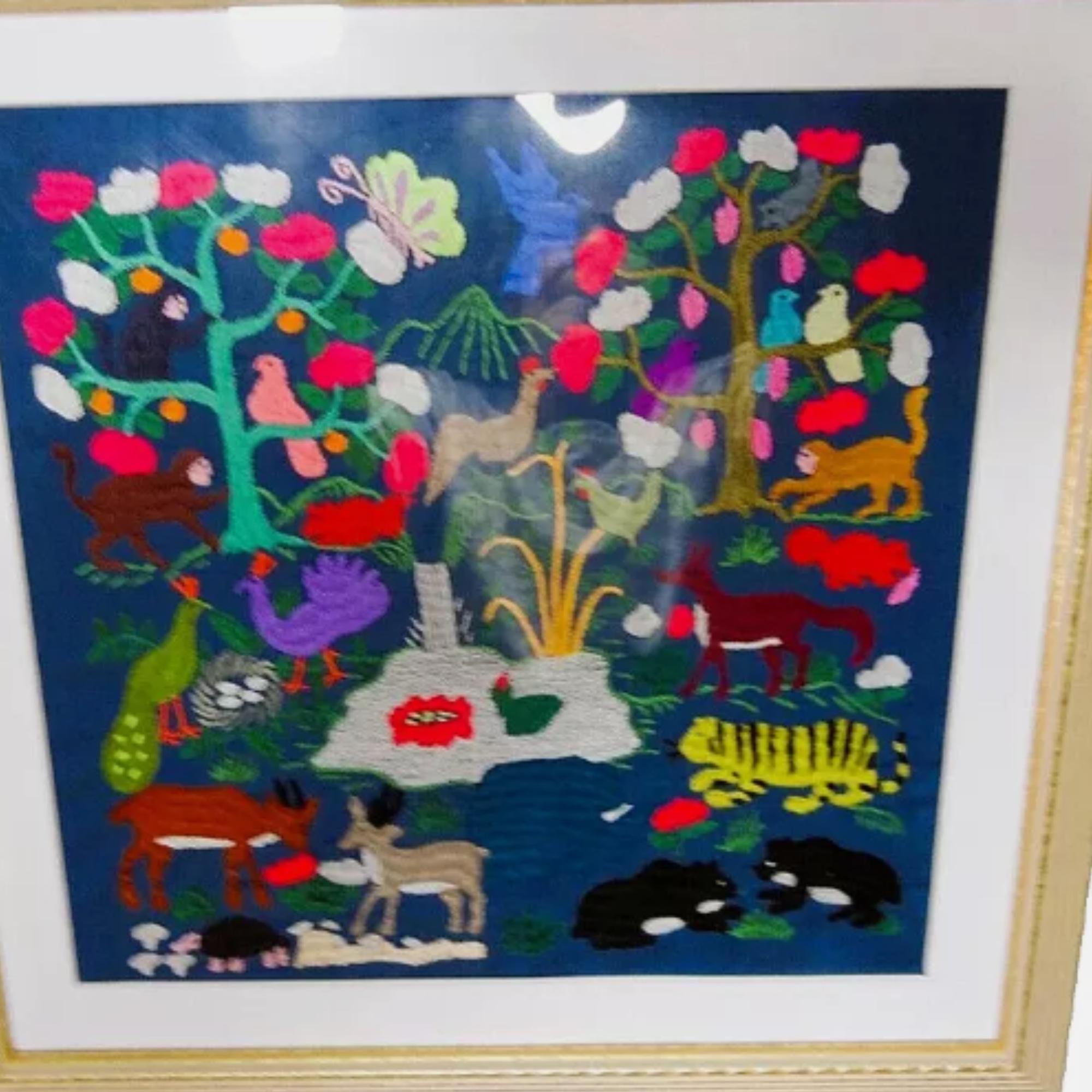 Hmong Lao Embroidery Story Cloth Fabric Needlework Hand-stitch Folk Art ...