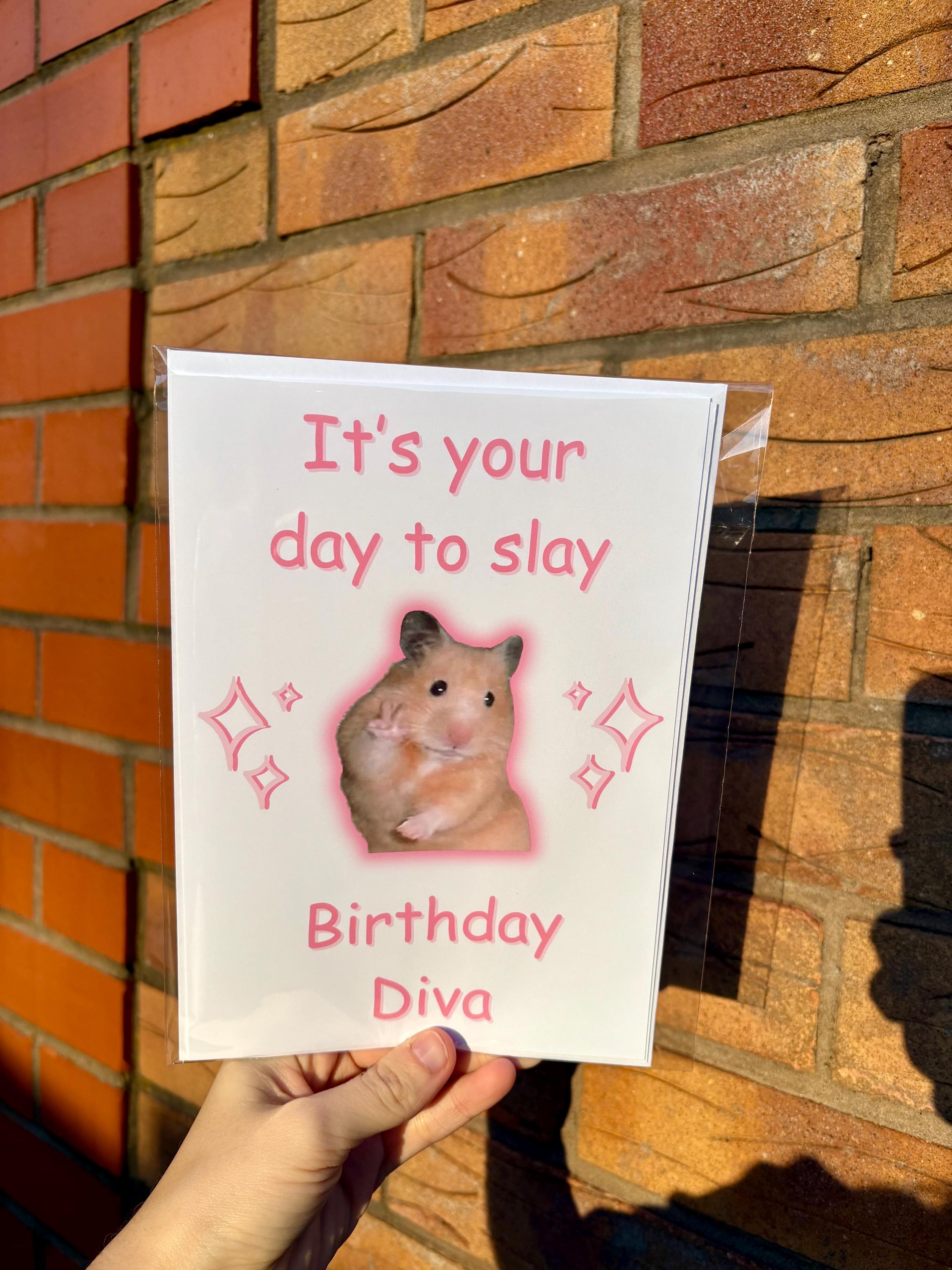 Peace Hamster Birthday Card, Sad Hamster Meme, Funny Meme Birthday Card ...