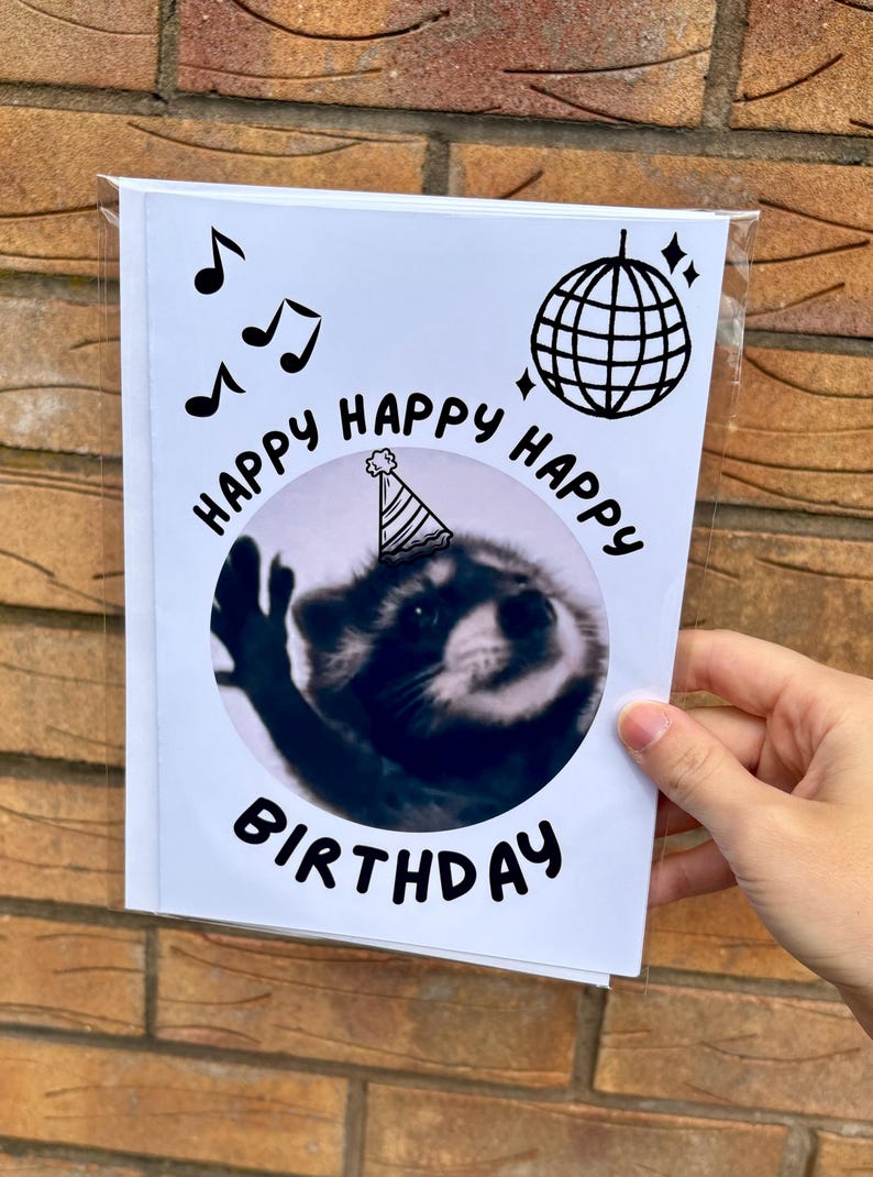 Dancing Raccoon Birthday Card, Meme Birthday Card, Viral Tiktok Meme ...