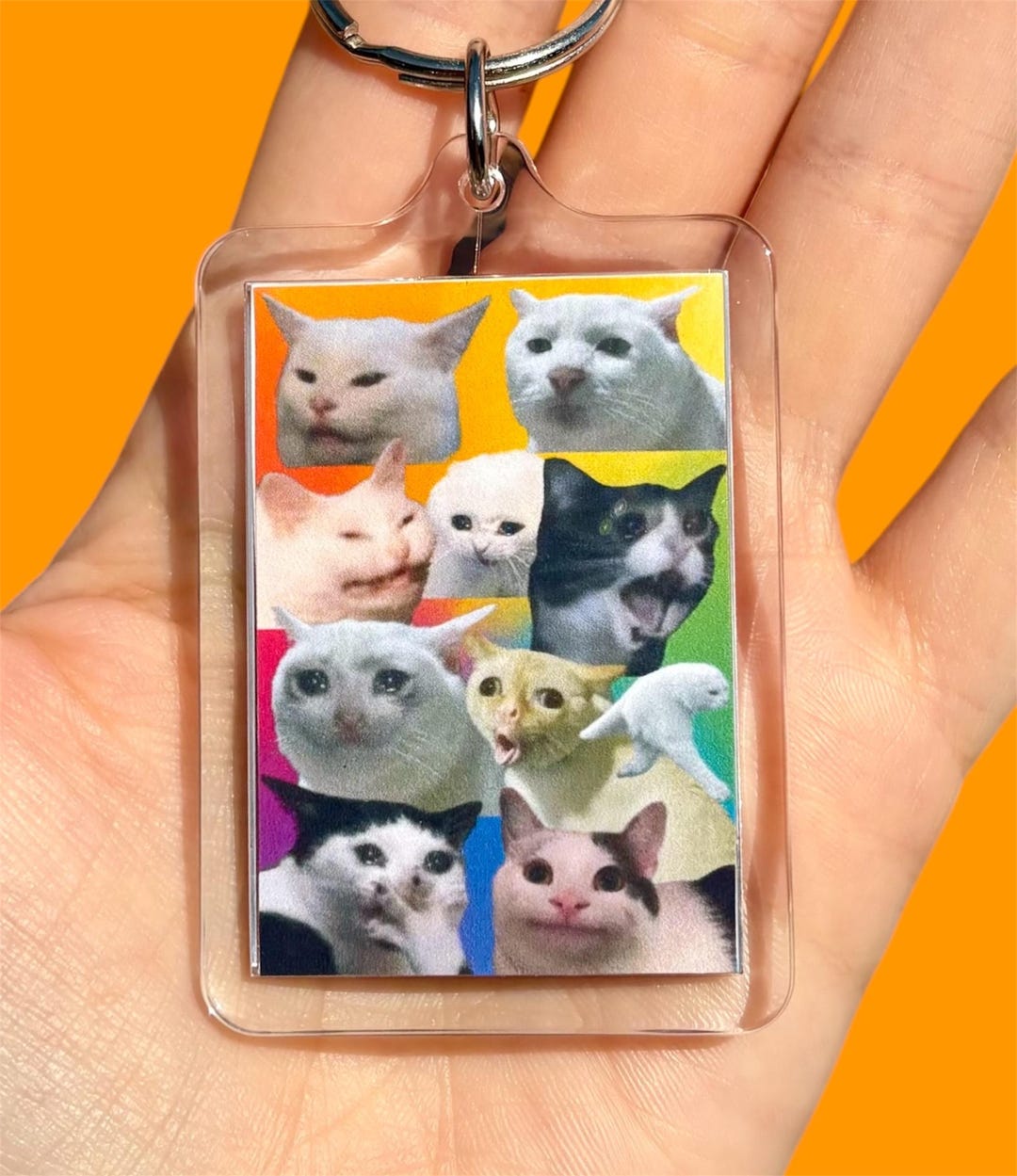 Meme Cats Keyring, Funny Cat Meme Keychain, Funny Stocking Filler, Cat ...