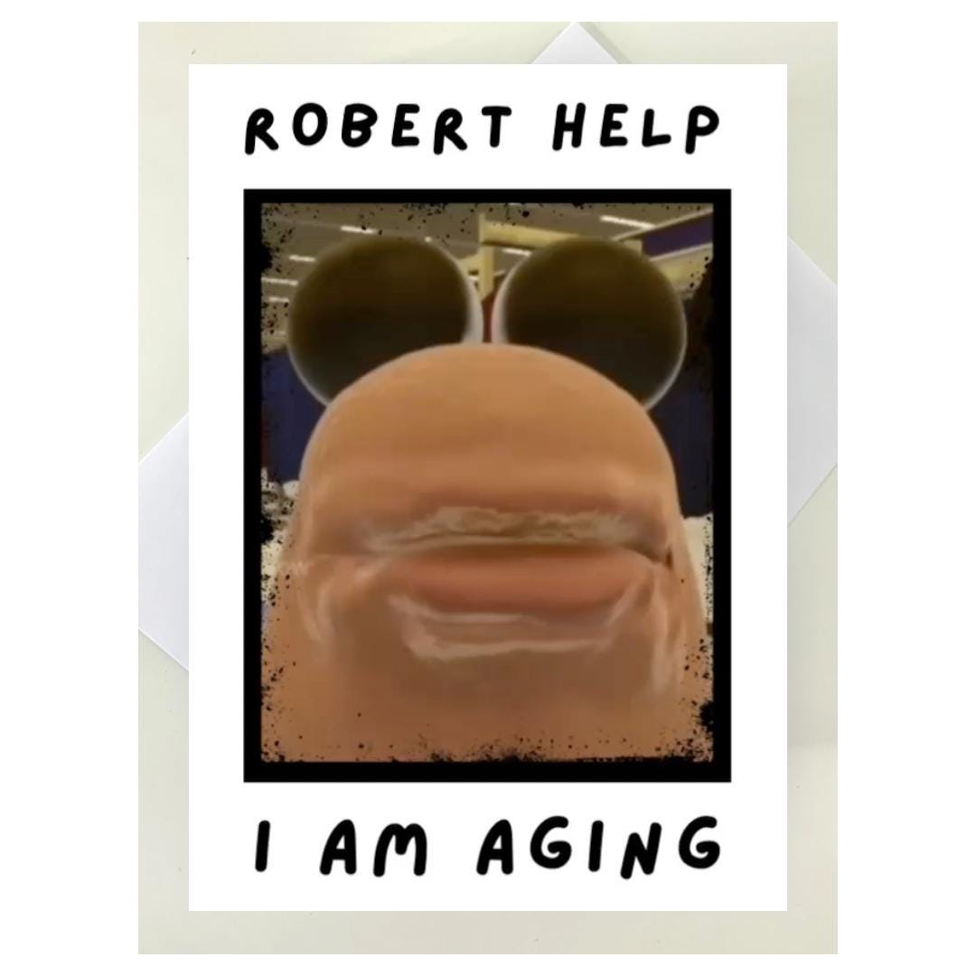 Robert Help Birthday Card, Marcus the Worm Meme Funny Birthday Card for ...