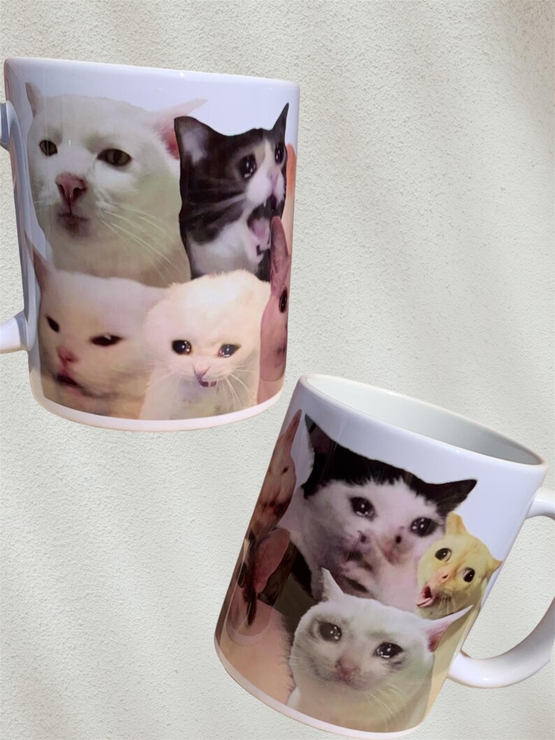 Cat Meme Mug, Crying Cat, Screaming Cat, Funny Cat Mug, Meme Mug, Meme ...
