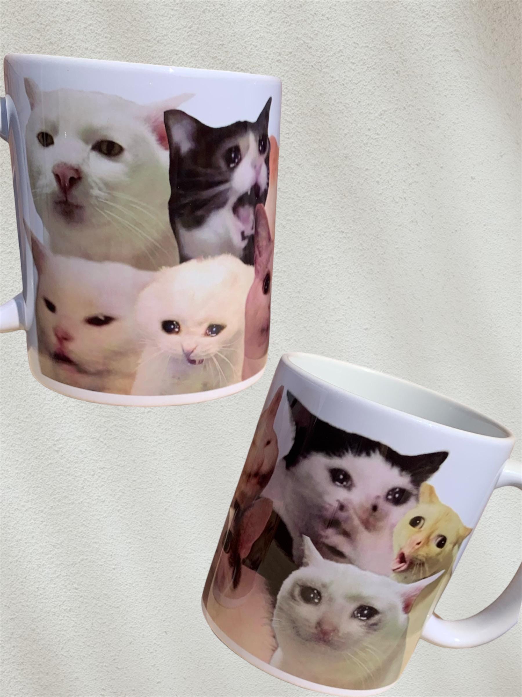 Cat Meme Mug, Crying Cat, Screaming Cat, Funny Cat Mug, Meme Mug, Meme ...